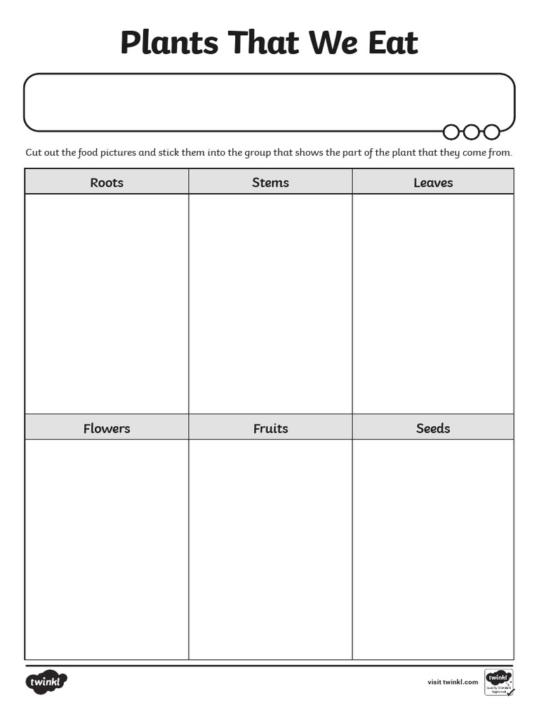 T SC 073 Activity Sheet Plant Parts We Eat - Ver - 6 | PDF