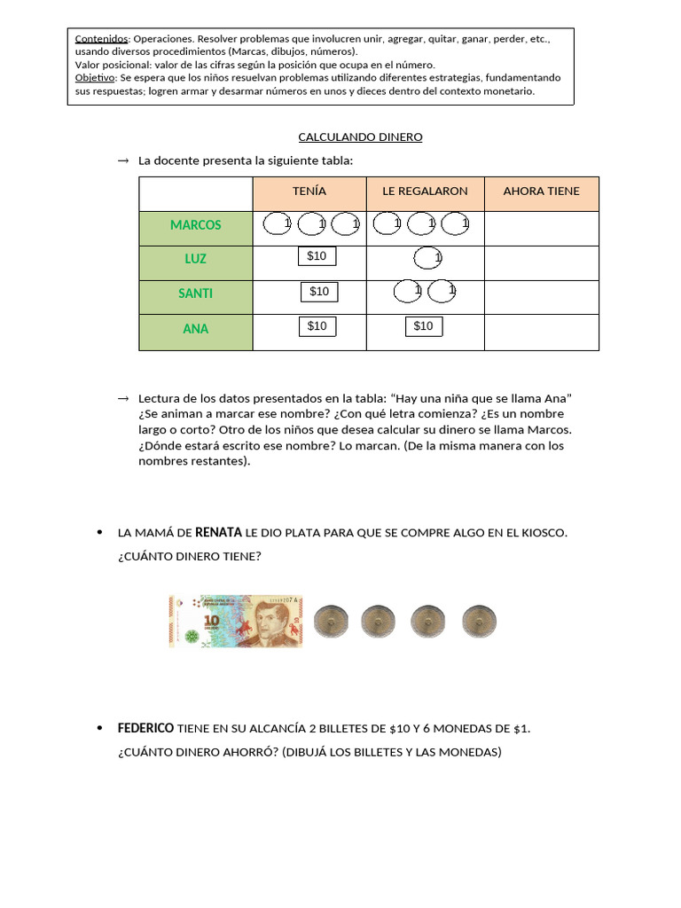 Calculando Dinero | PDF