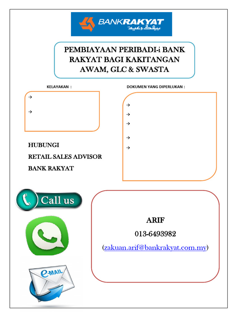 Promosi Pembiayaan Peribadi-I Bank Rakyat | PDF