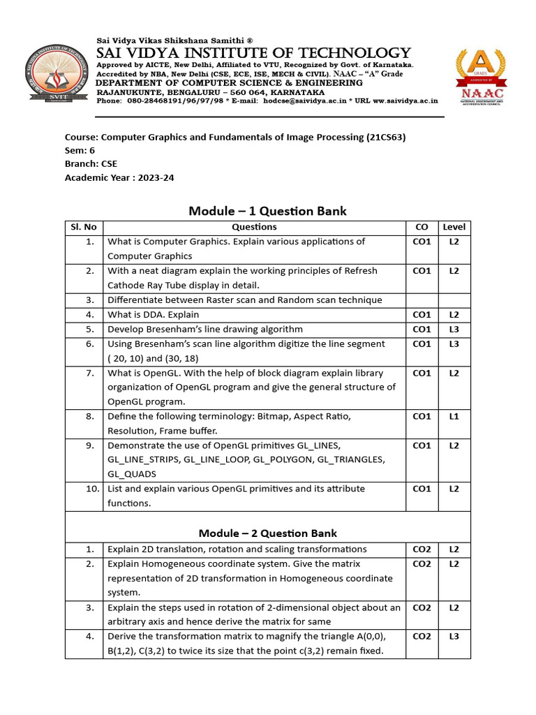 CG Question Bank All 5 Modules | PDF