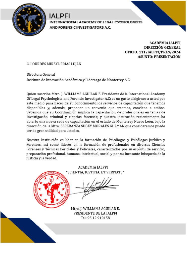 Carta de Presentacion, Temario, Documentos | PDF