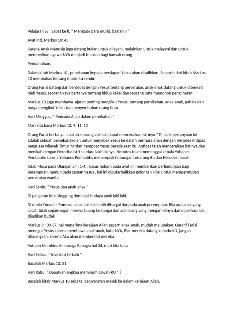 Pelajaran SS, Sabat 24 Agustus 24 | PDF