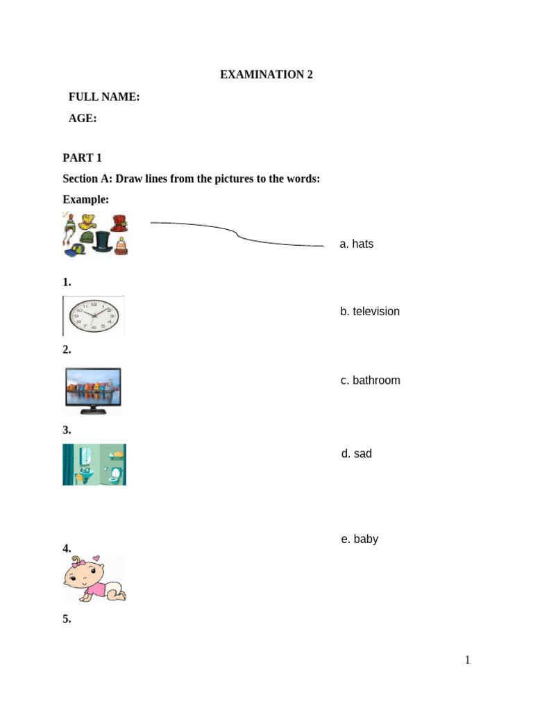 Test For Starter Pre A1 | PDF