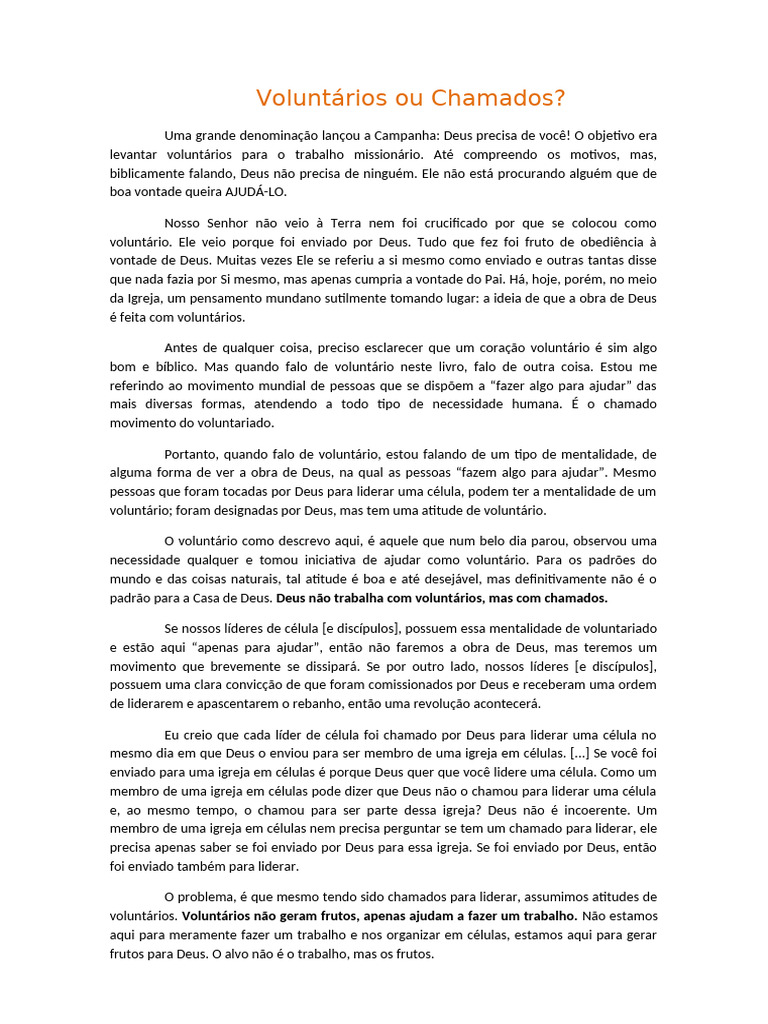 Voluntários Ou Chamados | PDF