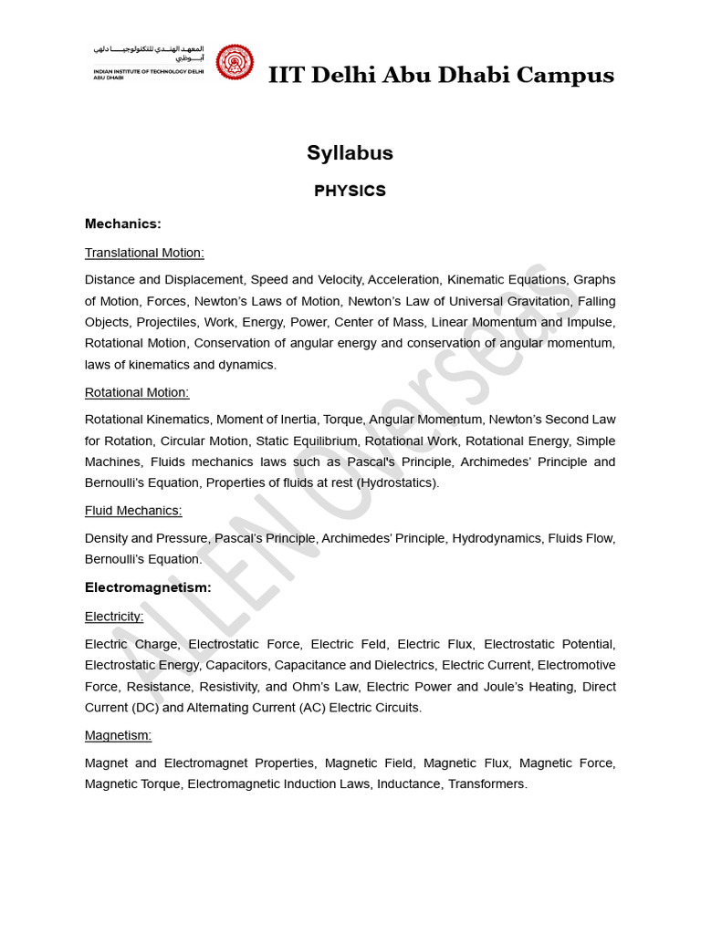 CAET Syllabus | PDF