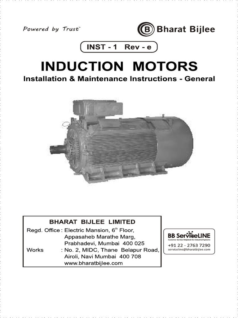 Installation and Maintenance Instructions For Induction Motors General ...