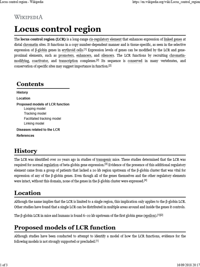 Locus Control Region - Wikipedia | PDF
