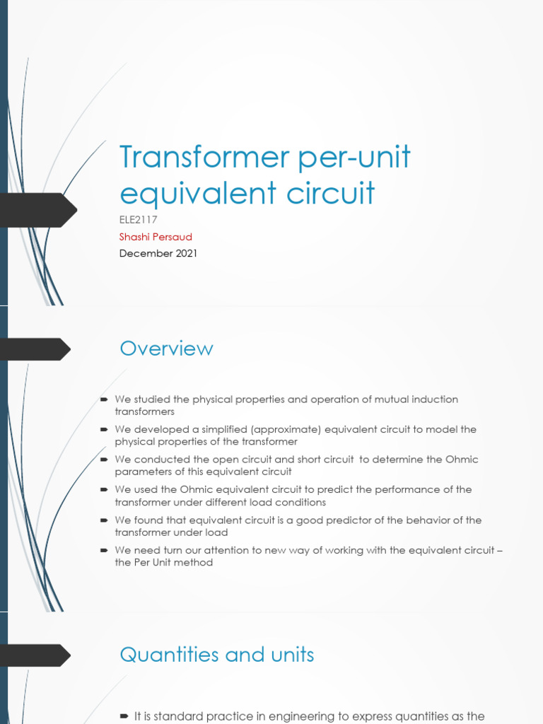 Transformers Per-Unit Equivalent Circuit With Markups PDF | PDF