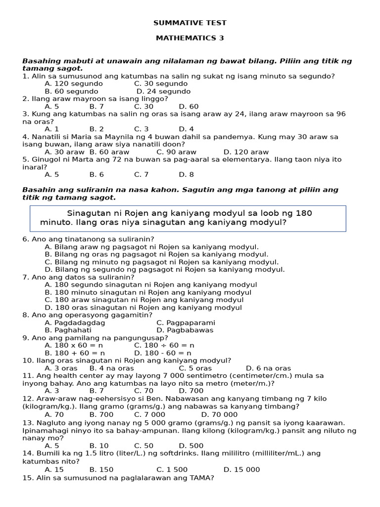 Math Summative | PDF