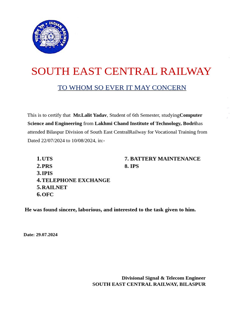 Lalit Certificate | PDF