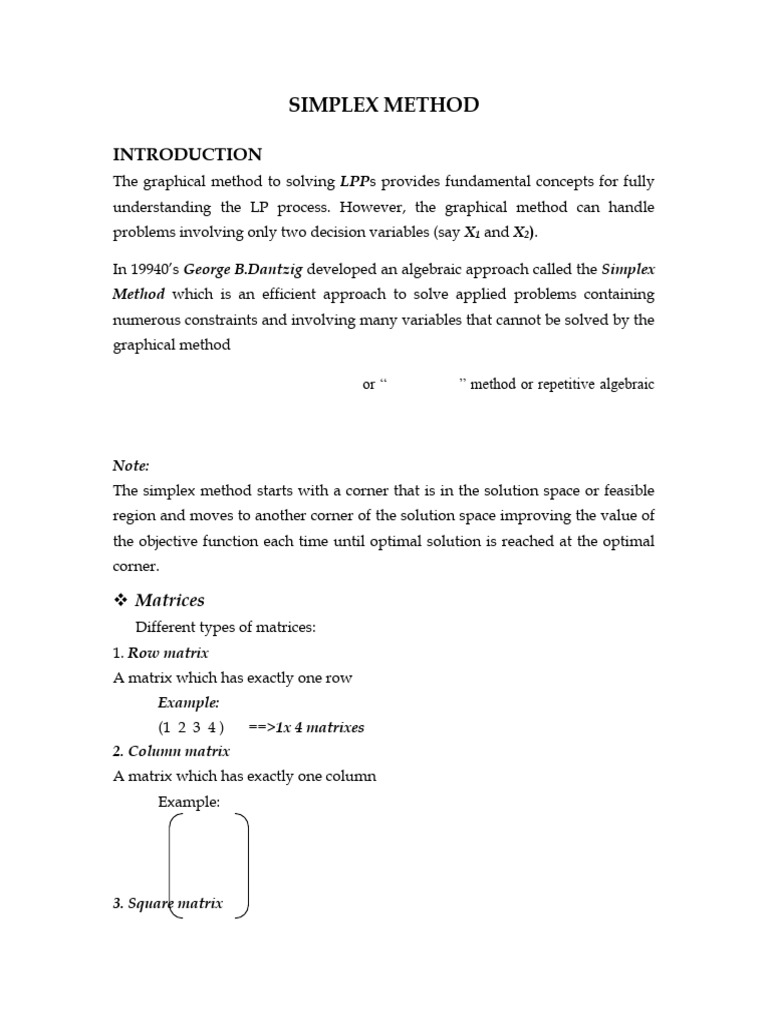 Simplex Method OR | PDF