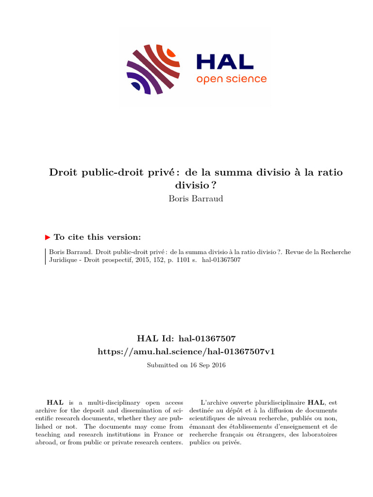 Droit Public-Droit Privé: de La Summa Divisio À La Ratio Divisio ? | PDF