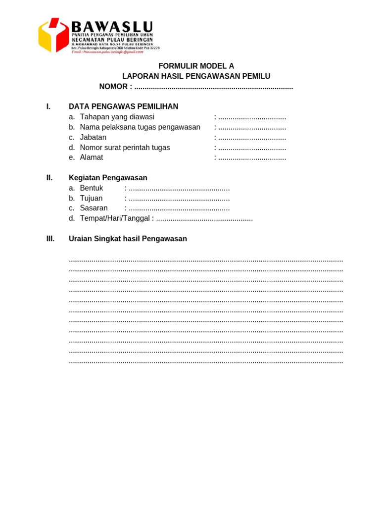 Formulir Model A | PDF