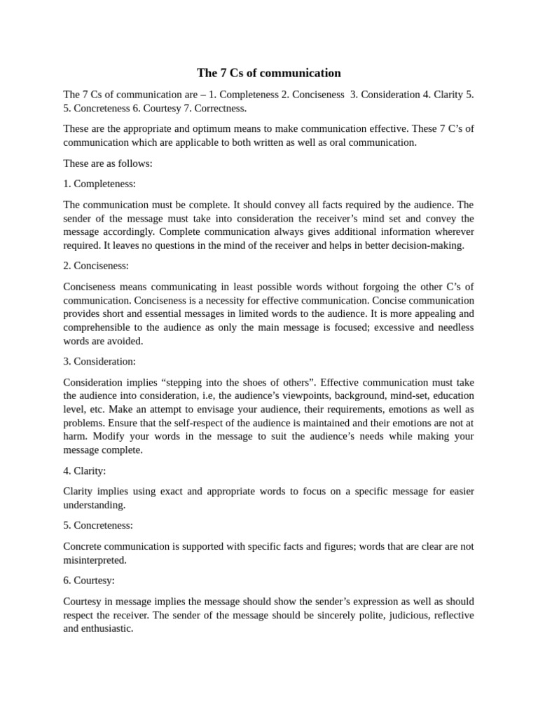 The 7 Cs of Communication-Weekend Reading | PDF