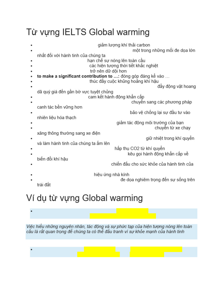 T V NG IELTS Global Warming | PDF