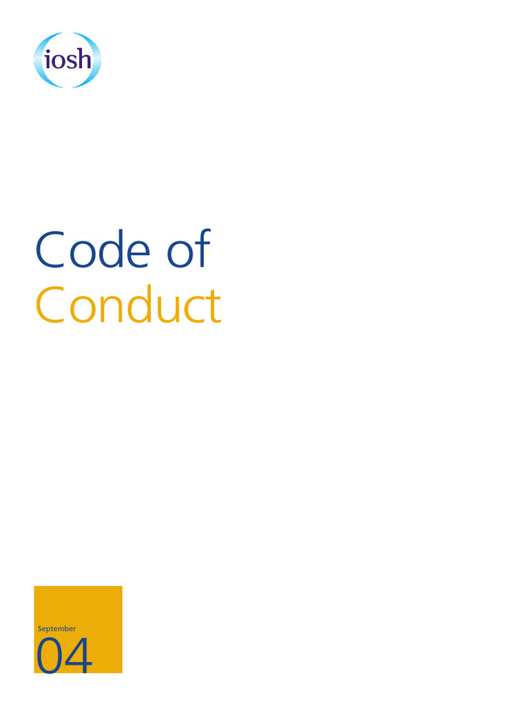 IOSH Code of Conduct Guide | PDF | Occupational Safety And Health | Safety