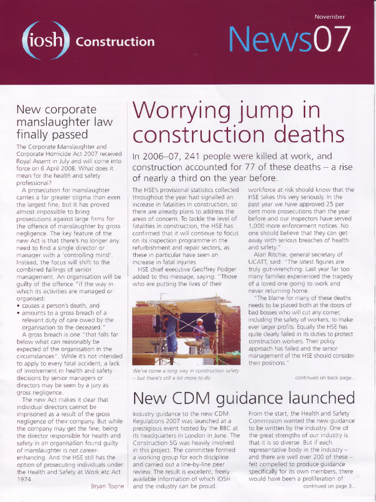 IOSH Construction Newsletter - Nov 2007 | PDF
