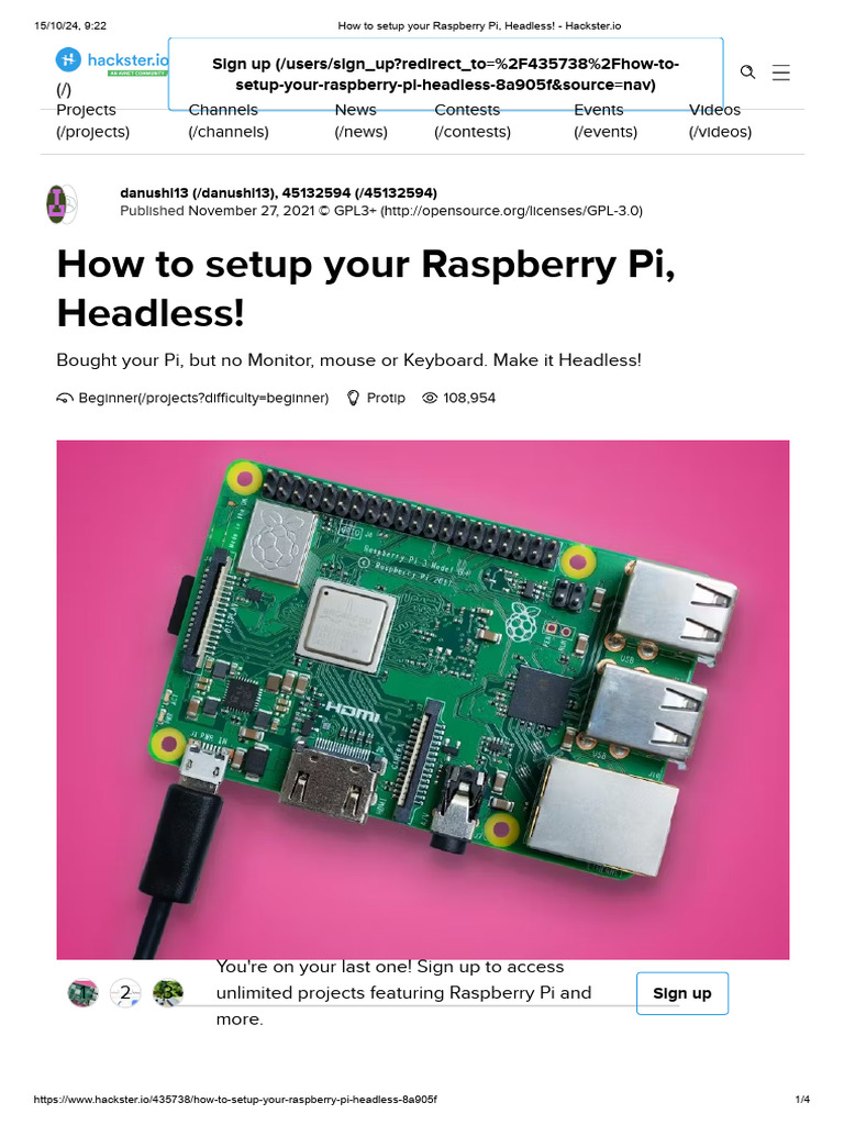 How To Setup Your Raspberry Pi, Headless! - Hackster - Io | PDF