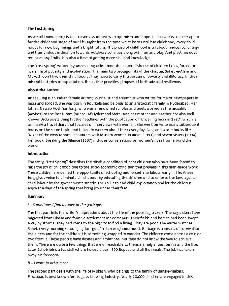 The Lost Spring | PDF