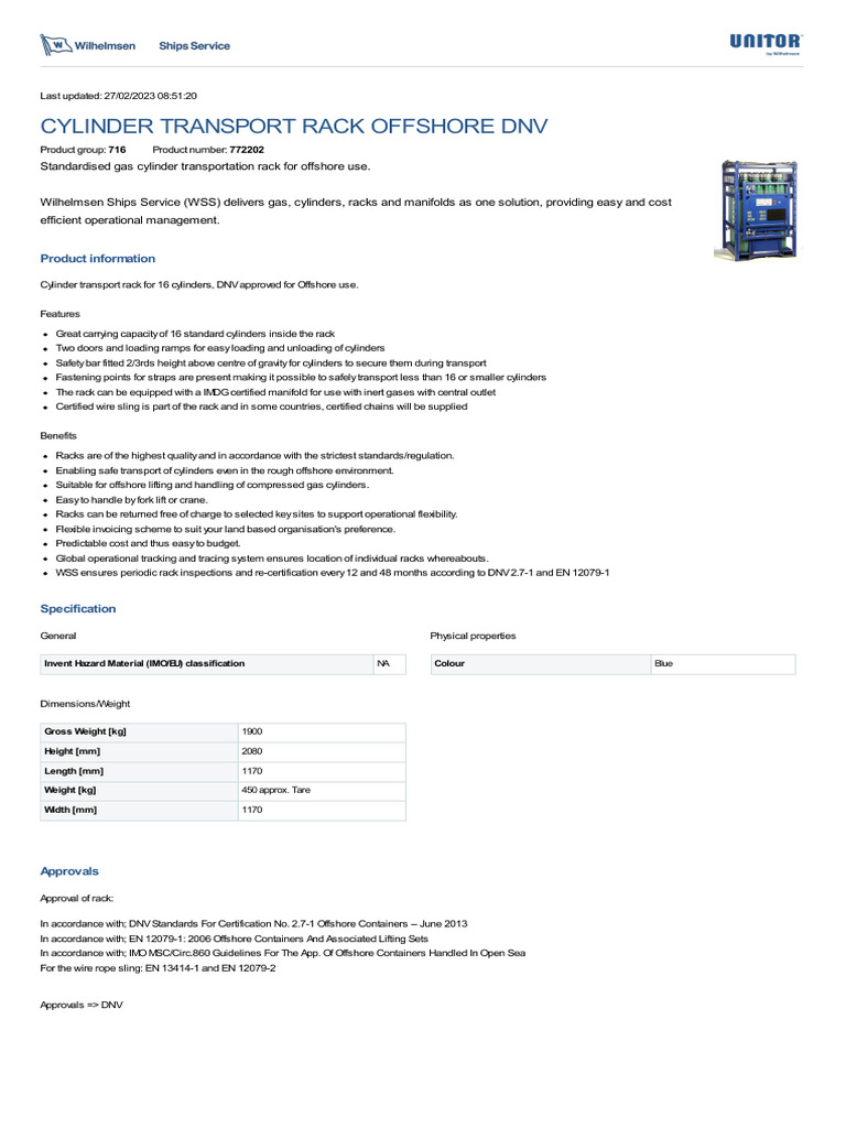 Cylinder Transport Rack Offshore DNV | PDF