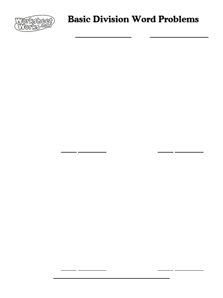 WorksheetWorks Basic Division Word Problems 1 | PDF