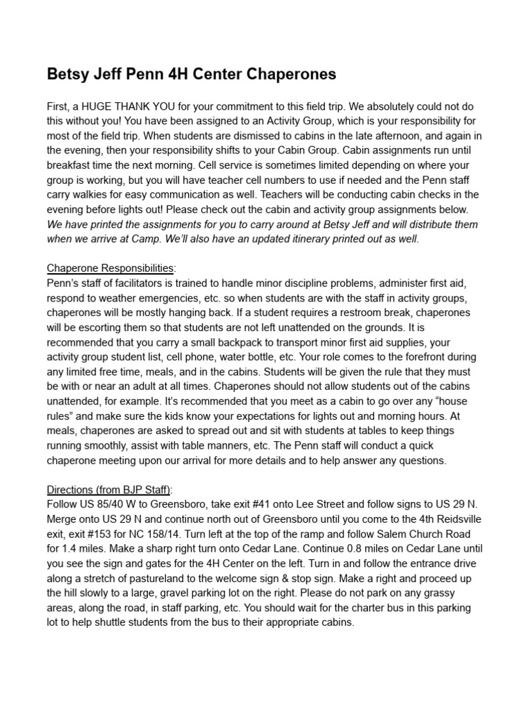 Chaperone Letter | PDF