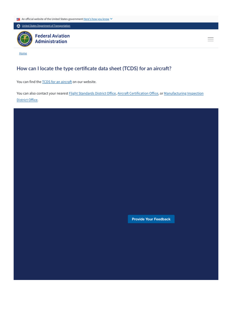 How Can I Locate The Type Certificate Data Sheet (TCDS) For An Aircraft ...