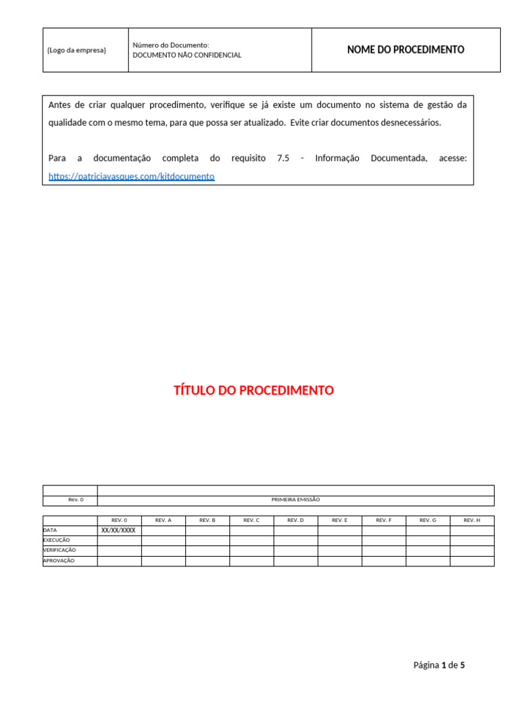 Modelo de Procedimento Rev C | PDF