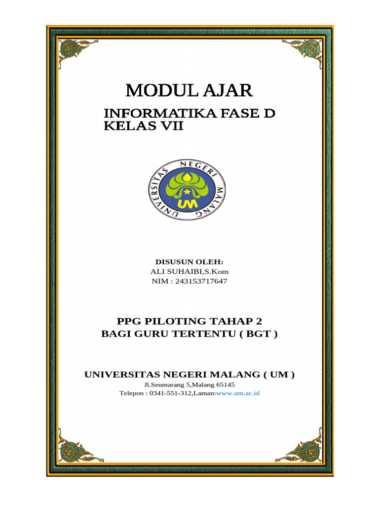 Modul Ajar Fase D7 Informatika Bab 3 Final | PDF
