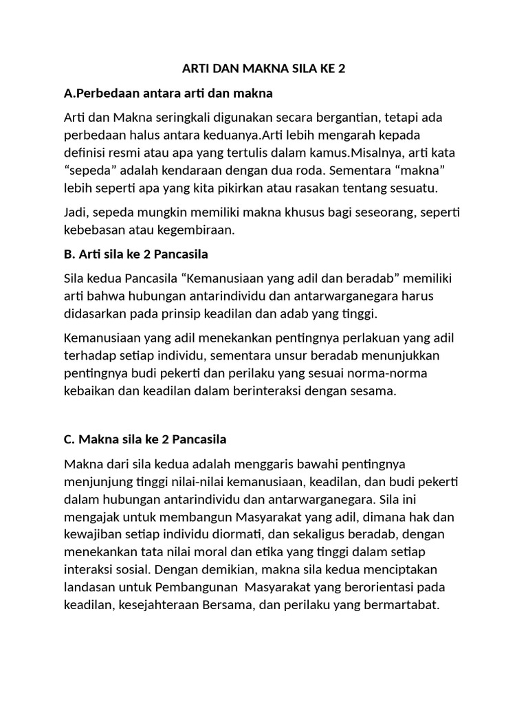 Arti Dan Makna Sila Ke 2 | PDF