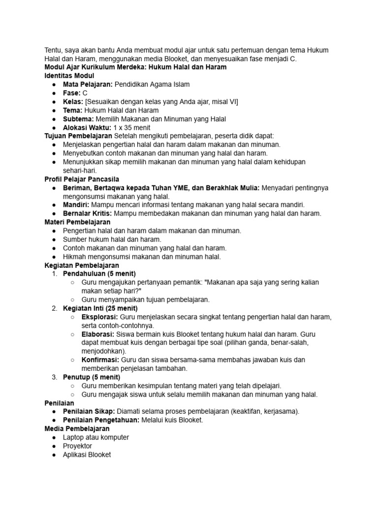 Modul Ajarnya Buatkan 1 Pertemuan Dengan Media Aja... | PDF