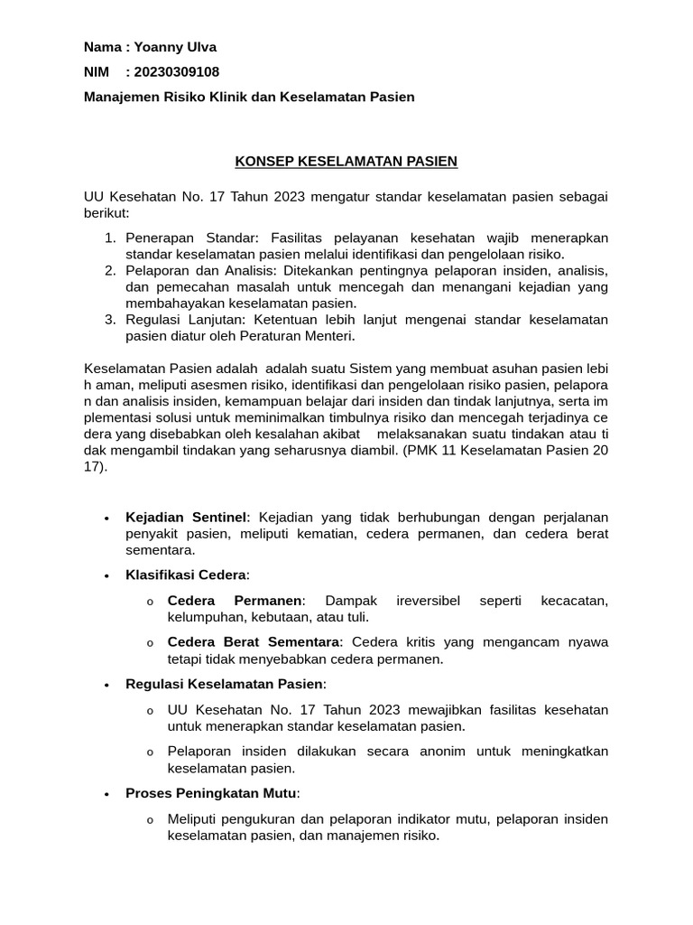 Yoan-KONSEP KESELAMATAN PASIEN | PDF
