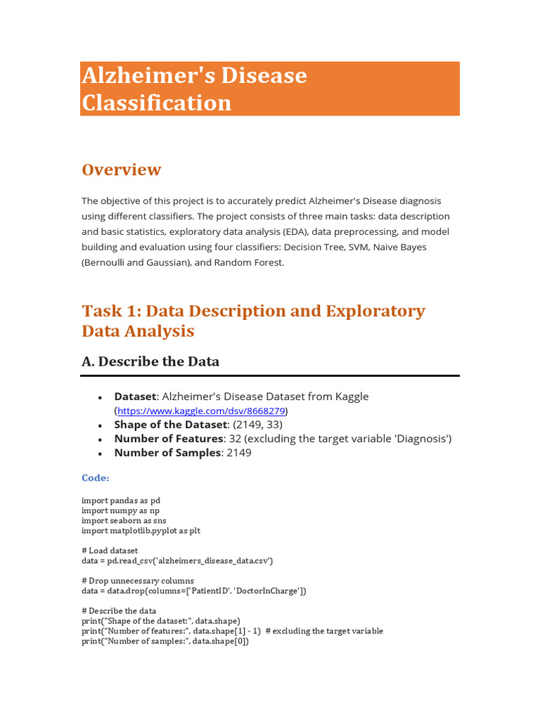 Alzheimer's Disease Classification | PDF