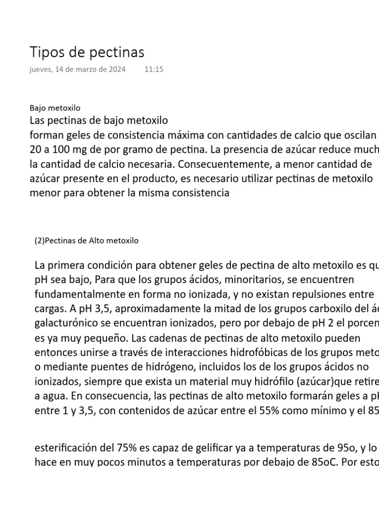 Tipos de Pectinas | PDF