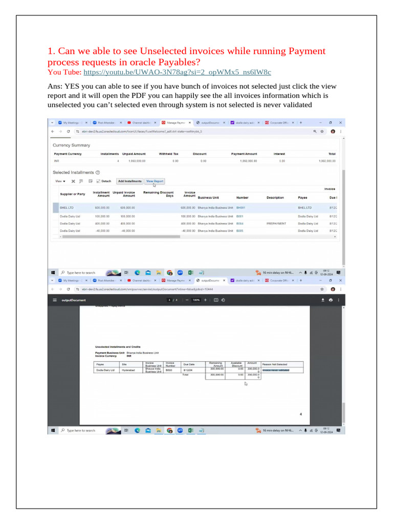 Can We Able To See Unselected Invoices While Running Payment Process Requests in Oracle Payables ...