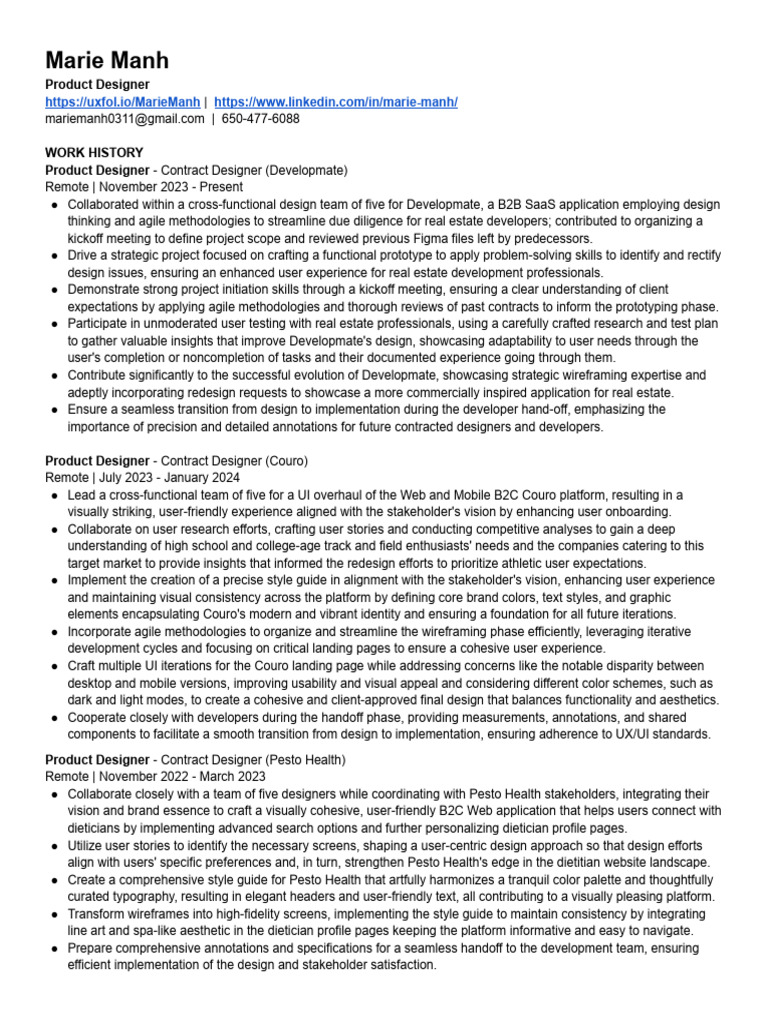 Marie Manh Resume Hix | PDF
