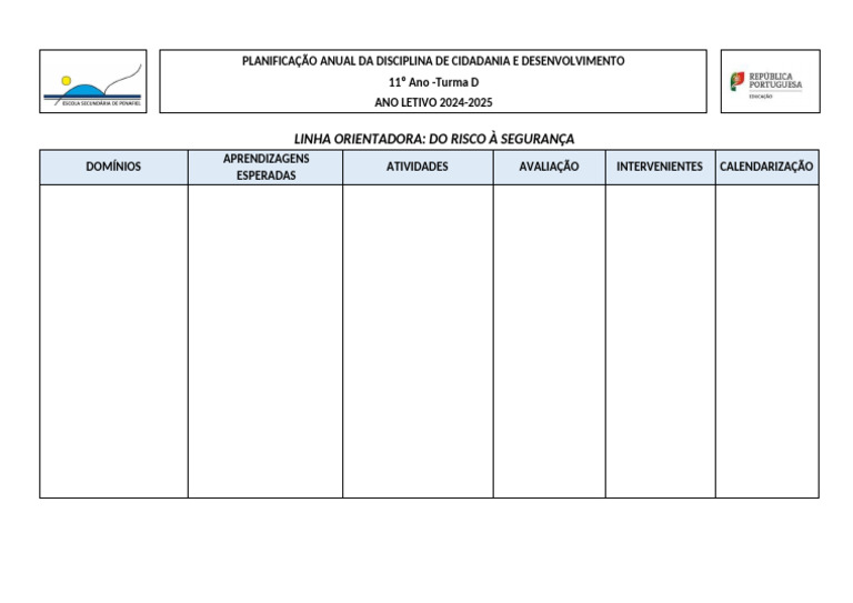 Modelo - Planif - Cidadania e Desenvolvimento | PDF