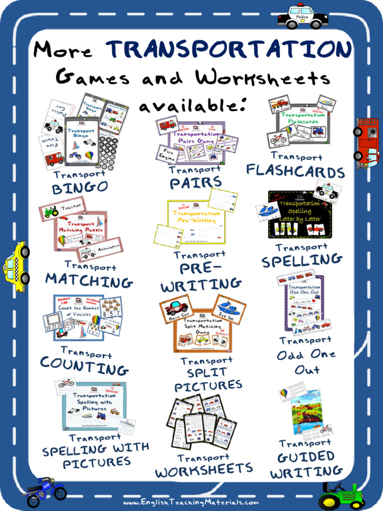 More Games and Worksheets Available:: Transportation | PDF