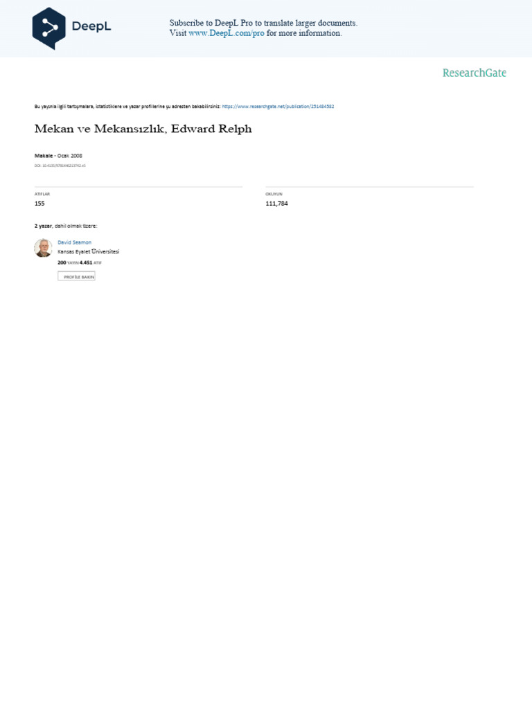 Place - and - Placelessness - Edward - Relph TR | PDF