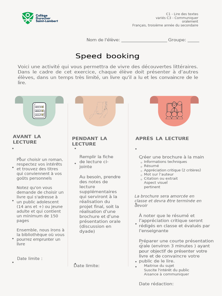 Speed Booking Consignes | PDF