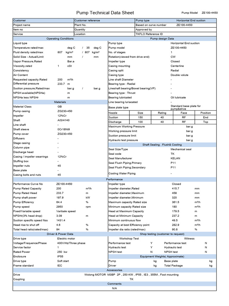 PUMP Drawing& Datasheet (1) | PDF