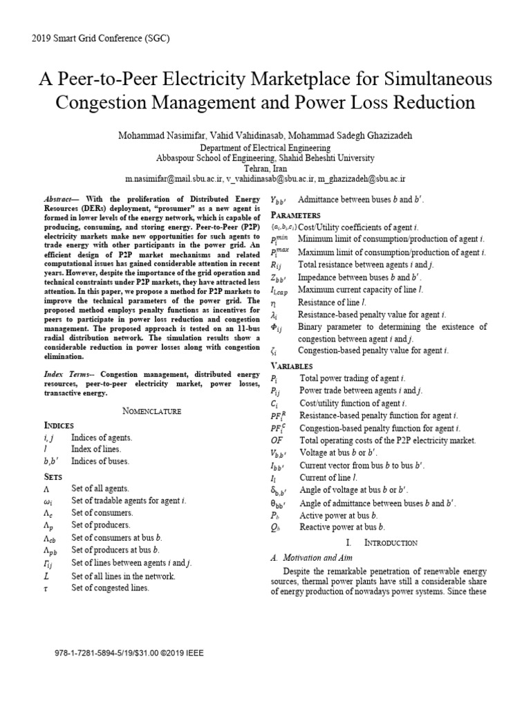 A Peer-To-Peer Electricity Marketplace For Simultaneous Congestion ...