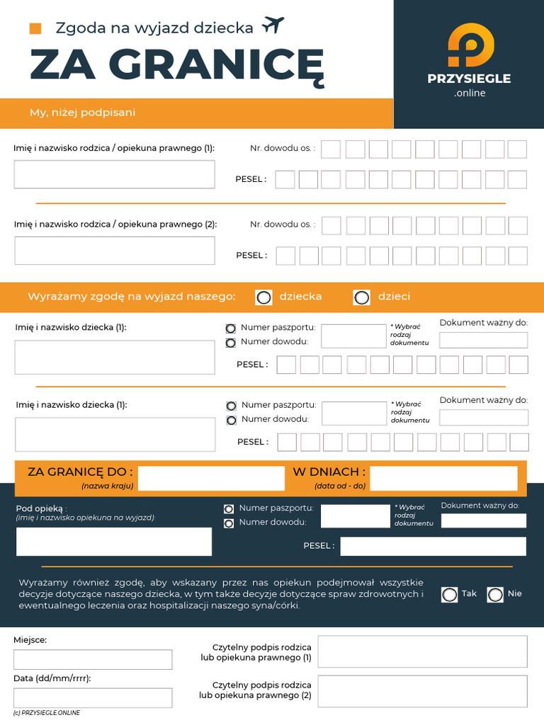 Zgoda Na Wyjazd Dziecka | PDF