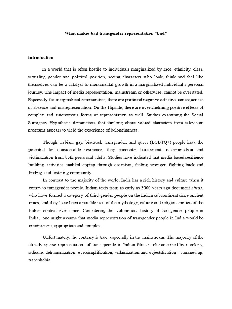 What Makes Bad Trans Representation Bad | PDF