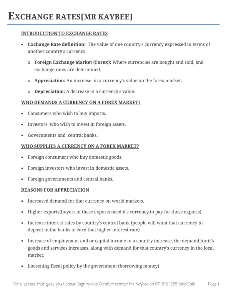 Exchange Rates (MR Kaybee) | PDF