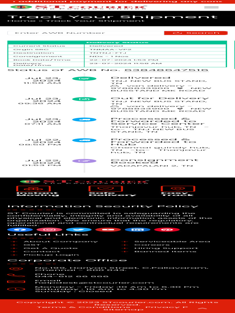Track Your Shipment St Courier Pvt Ltd | PDF