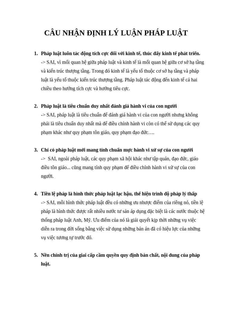 Đáp Án LLPL | PDF