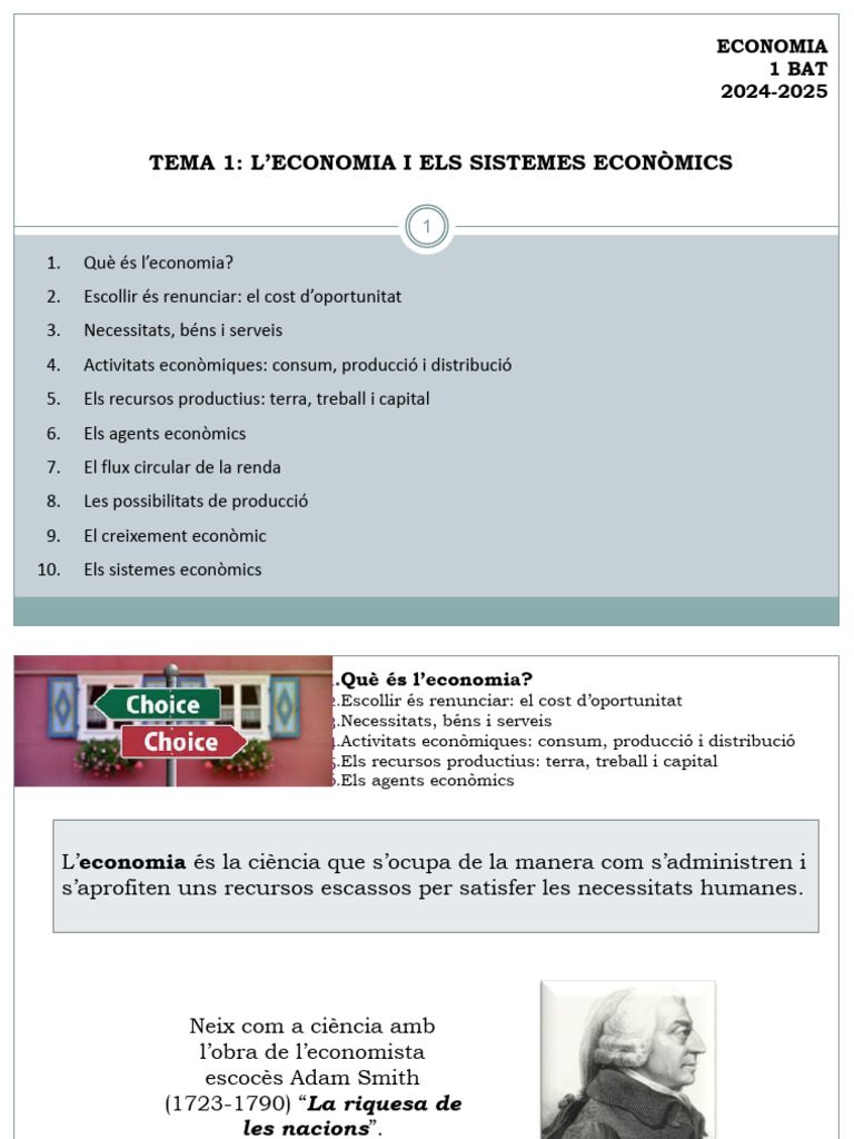 Còpia de Tema 1 L'economia I Els Sistemes Econòmics | PDF