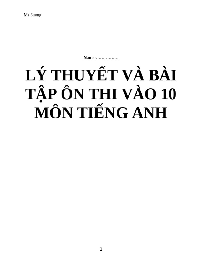 On Luyen Thi Vao Lop 10 Mon Tieng Anh | PDF
