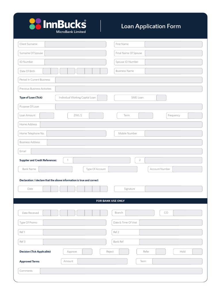 InnBucks Micro Loan Apllication Form | PDF